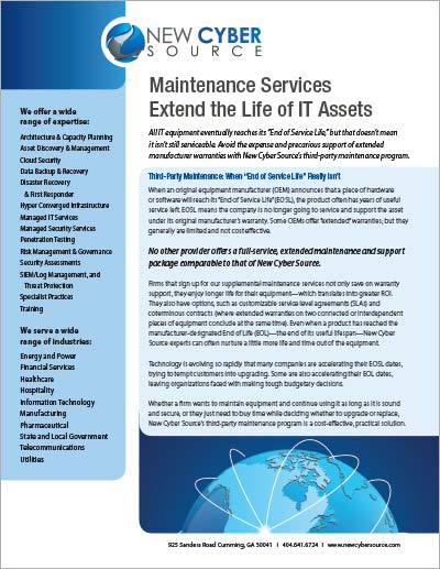 Maintenance Agreements - New Cyber Source